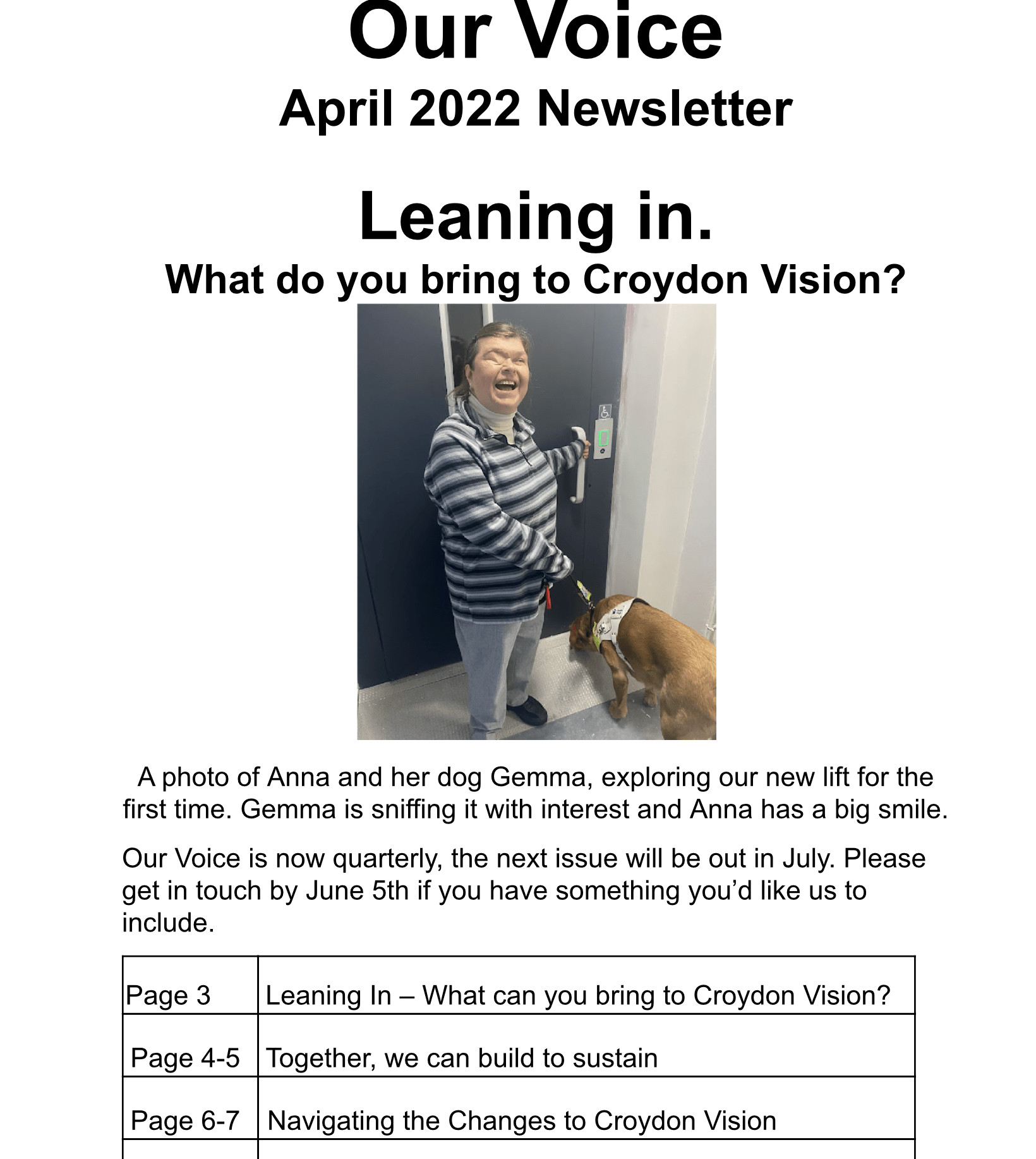Our Voice - April 2022 - Croydon Vision